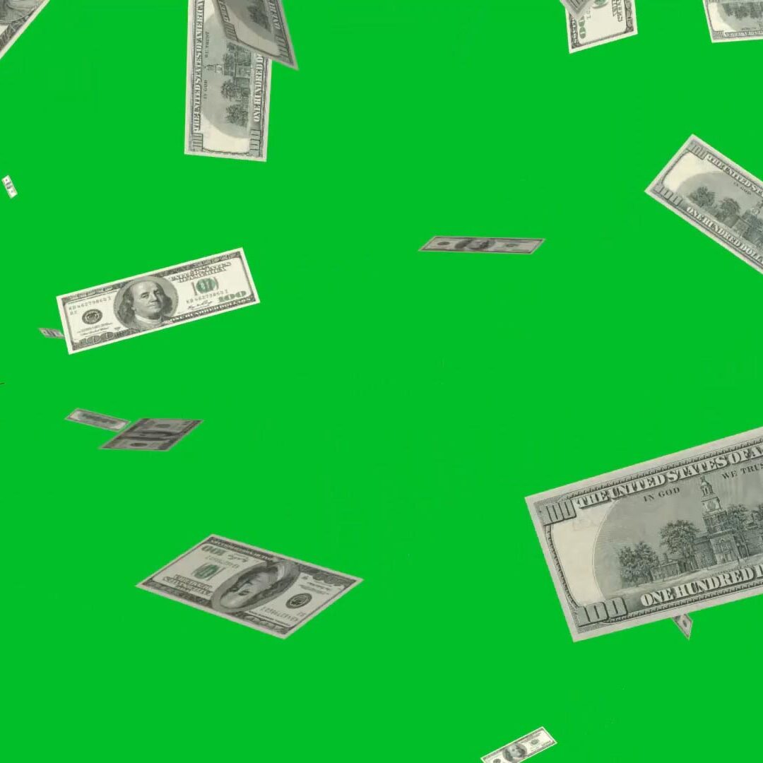 Money Falling Green Screen