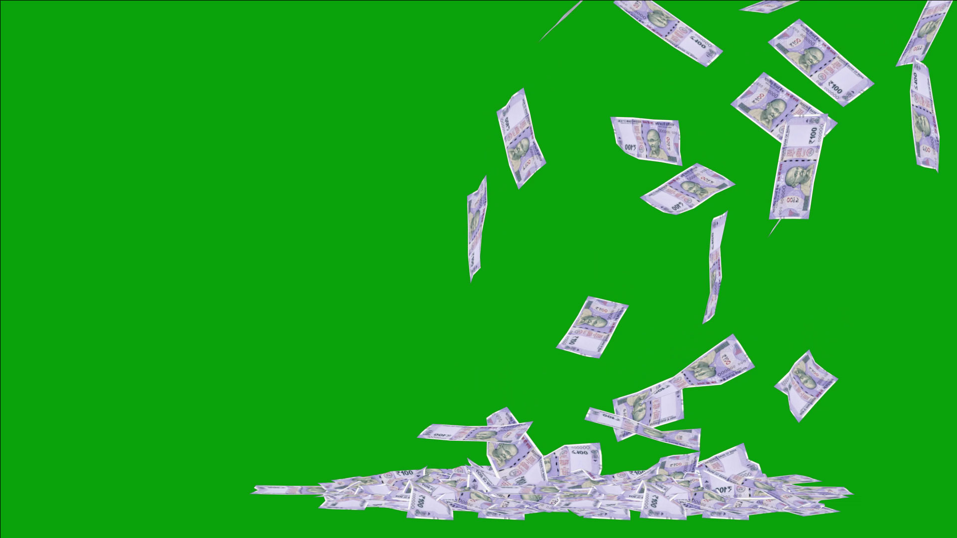 100 Rupees Indian Currency Money Falling Green Screen Video No ...