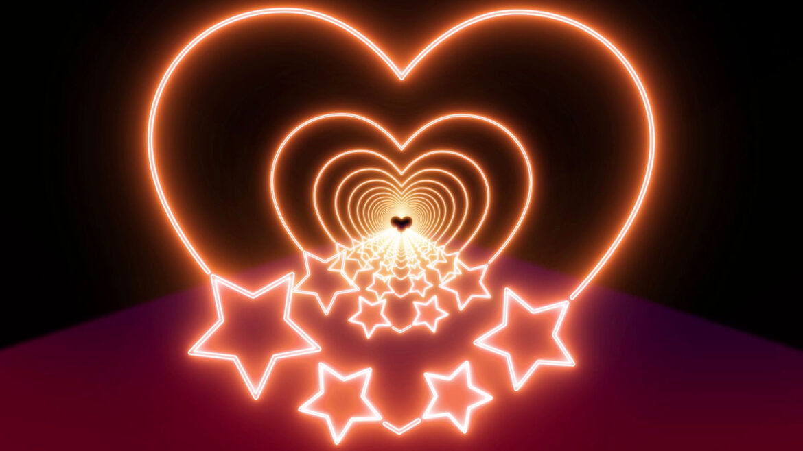 Neon Lights Love Heart Tunnel Loop with 4 Star ★★★★ No Copyright Video ...